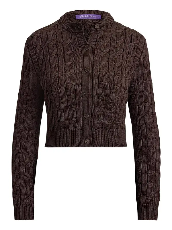 Ralph Lauren Cropped Cable-knit Cardigan - Blue