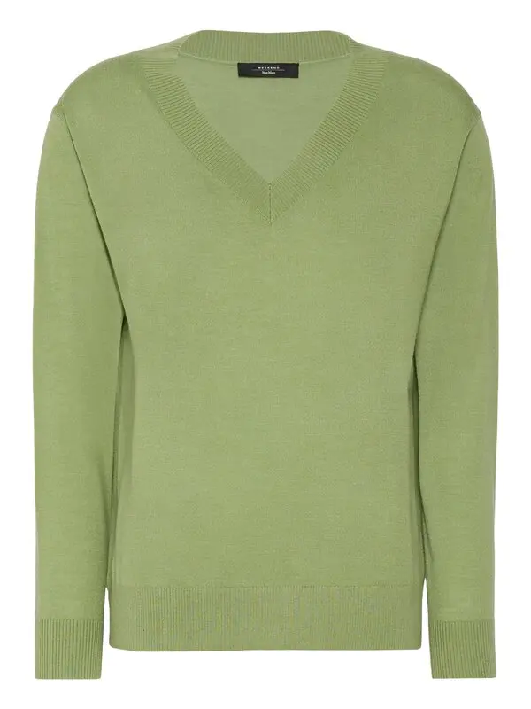 Max Mara Wool-silk V-neck Sweater - Green