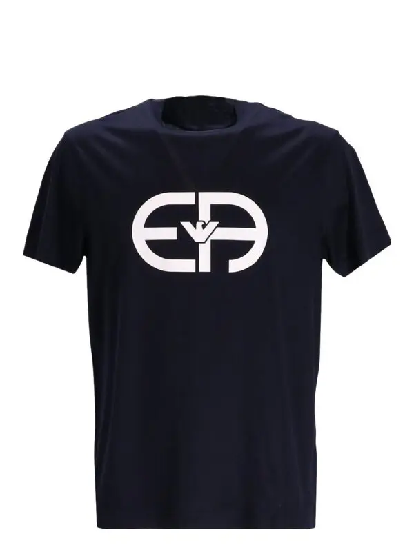 Emporio Armani Logo Printed Crewneck T-shirt - Black