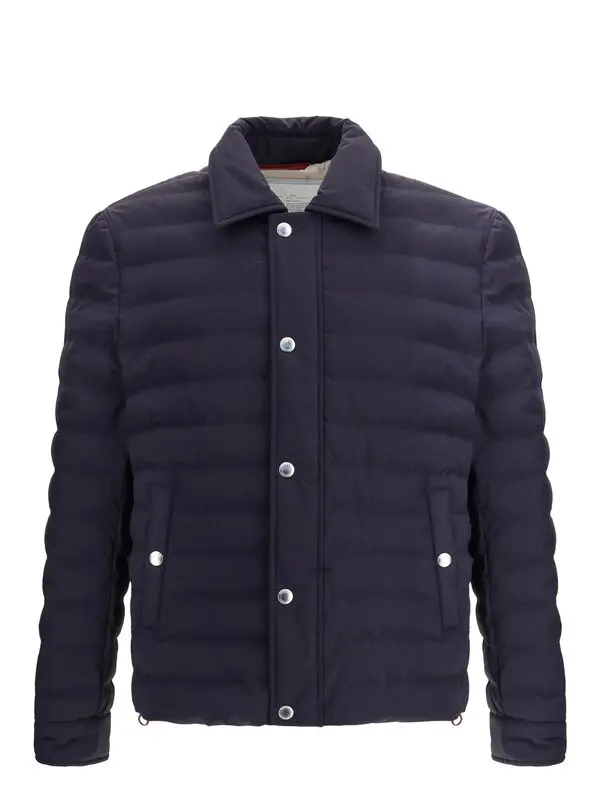 Brunello Cucinelli Padded Shirt Jacket With Press-stud Fastening - Black