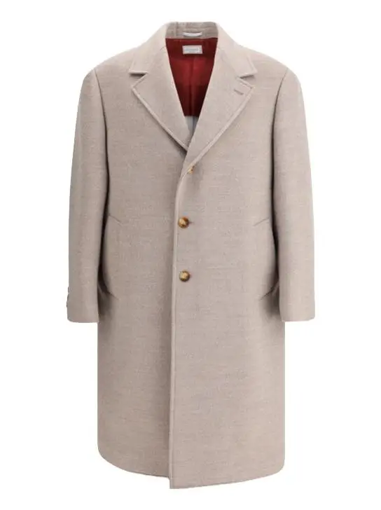 Brunello Cucinelli Lapel Long Sleeve Coat - Nude