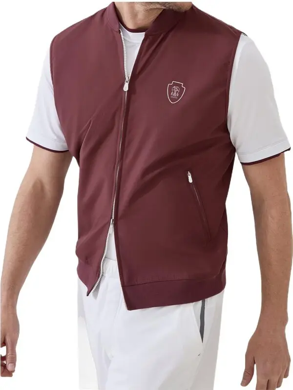 Brunello Cucinelli Zip-front Logo Vest - Red