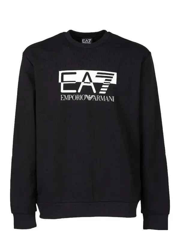 EA7 Long-sleeved Sweater With Central Logo - Black