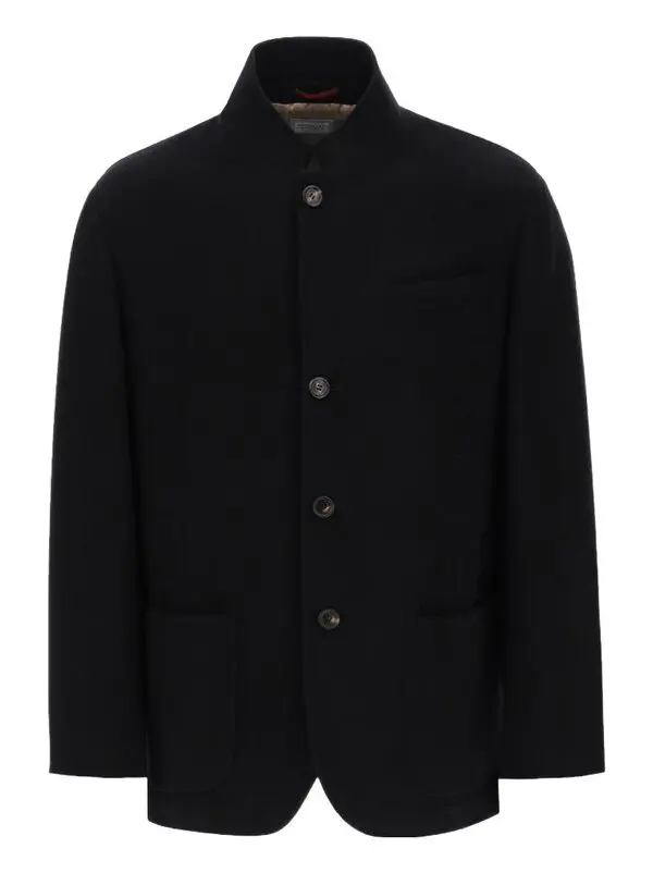 Brunello Cucinelli Single-breasted Jacket With Chinese Collar - Black