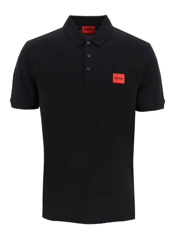 Hugo Boss Hugo Logo Patch Slim-fit Polo Shirt - Black