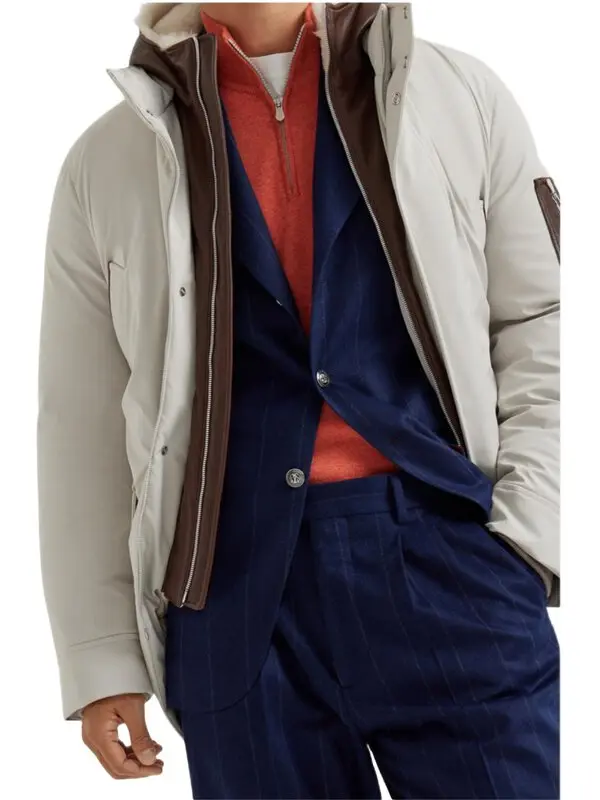 Brunello Cucinelli Zip-up Hooded Jacket - Ivory