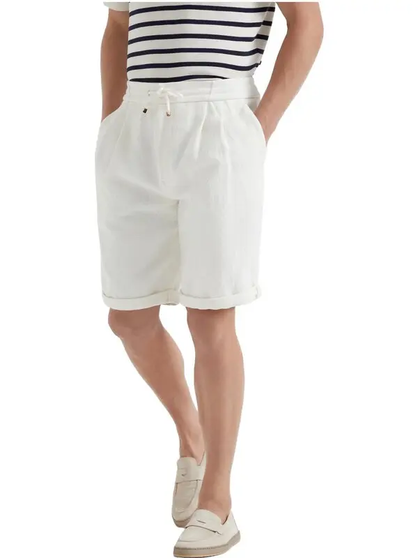 Brunello Cucinelli Drawstring Waist Bermuda Shorts - White