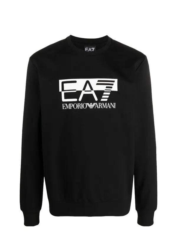 EA7 Logo-print Cotton Sweatshirt - Black