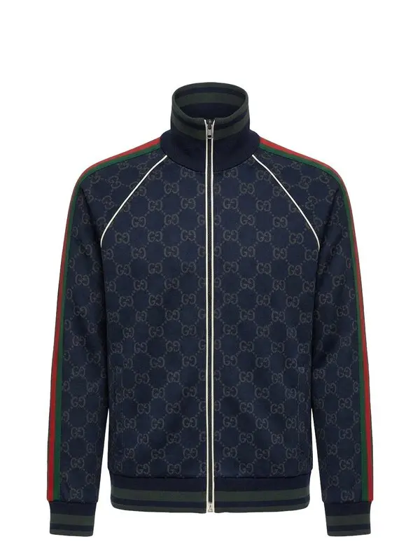 Gucci Monogrammed Zip-up Sweatshirt - Black