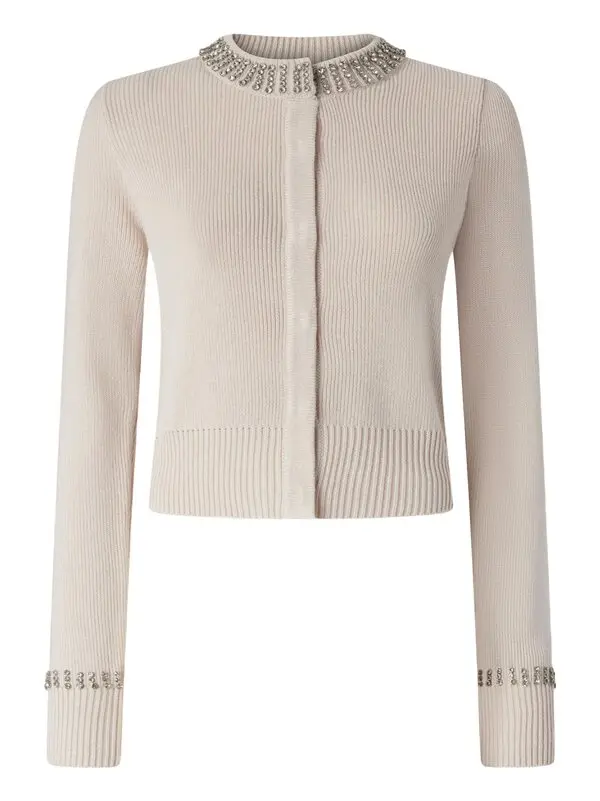 Pinko Embellished Cuff Cardigan - Nude