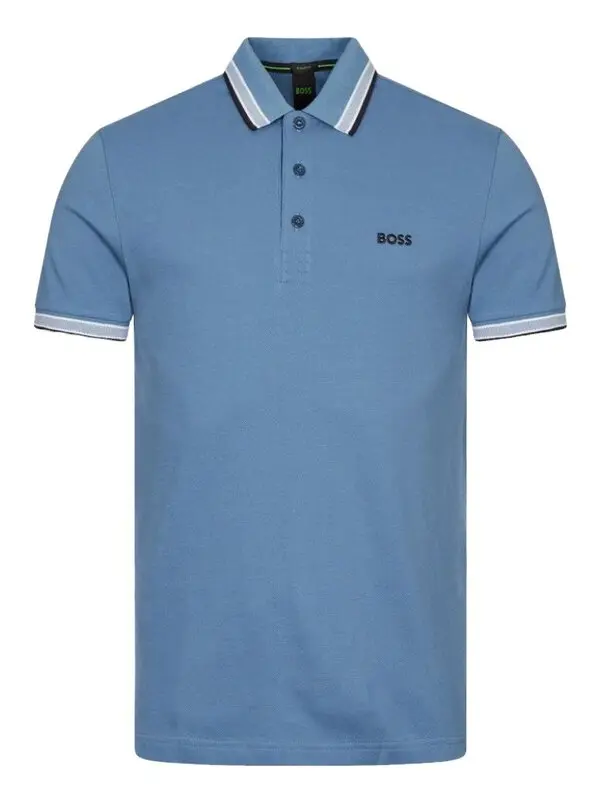 Hugo Boss Logo Embroidered Short-sleeved Polo Shirt - Blue