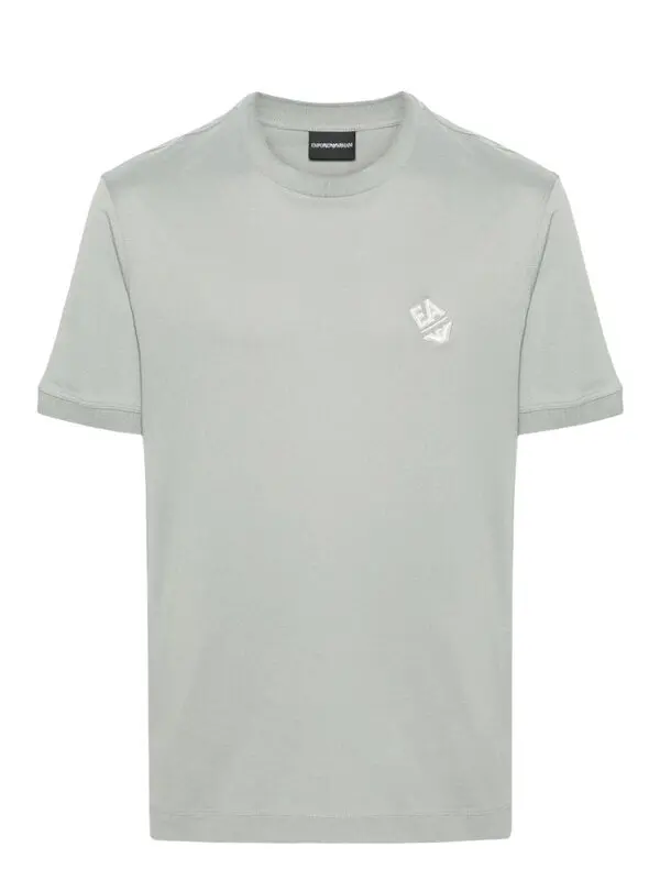 Emporio Armani Logo-embroidered Cotton T-shirt - Gray