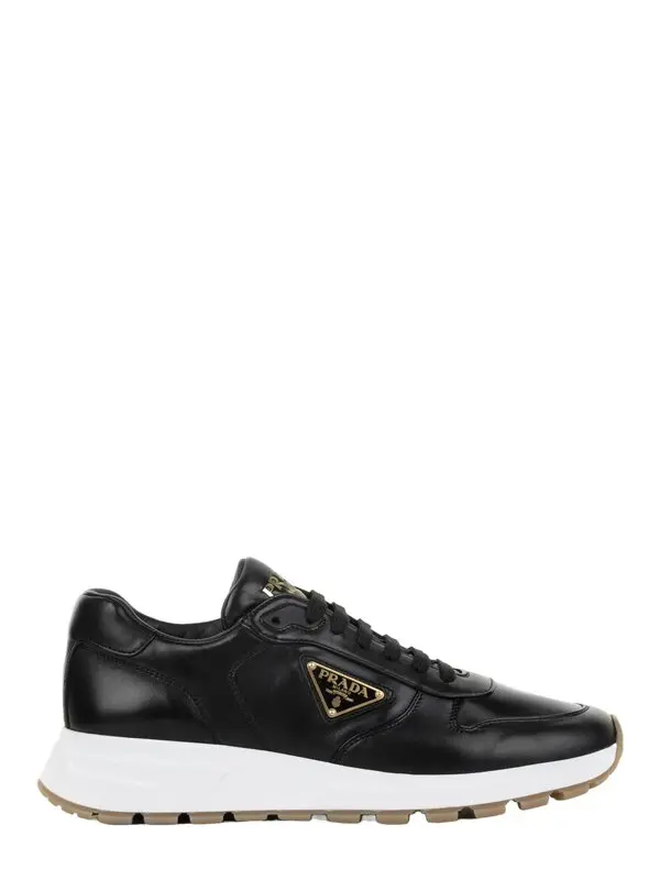 Prada Triangle Logo Lace-up Sneakers - Black