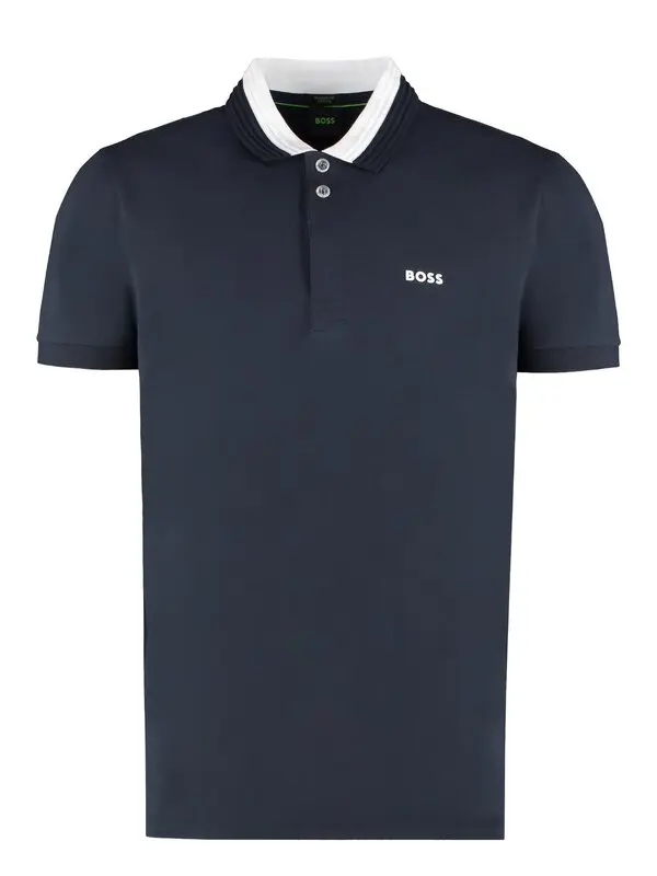Hugo Boss 3d-stripe Collar Polo Shirt - Black