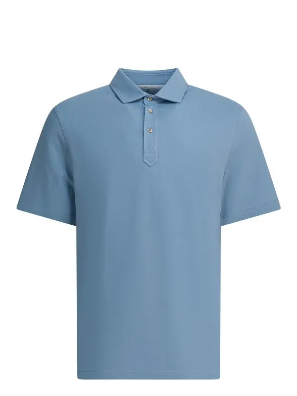 Brunello Cucinelli Short-sleeved Polo Shirt - Blue