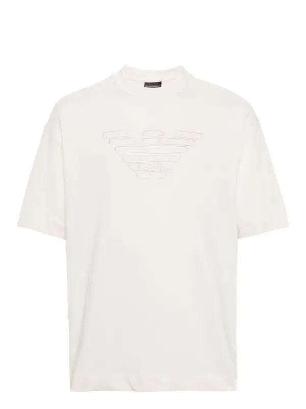Emporio Armani Logo-embroidered Cotton T-shirt - White