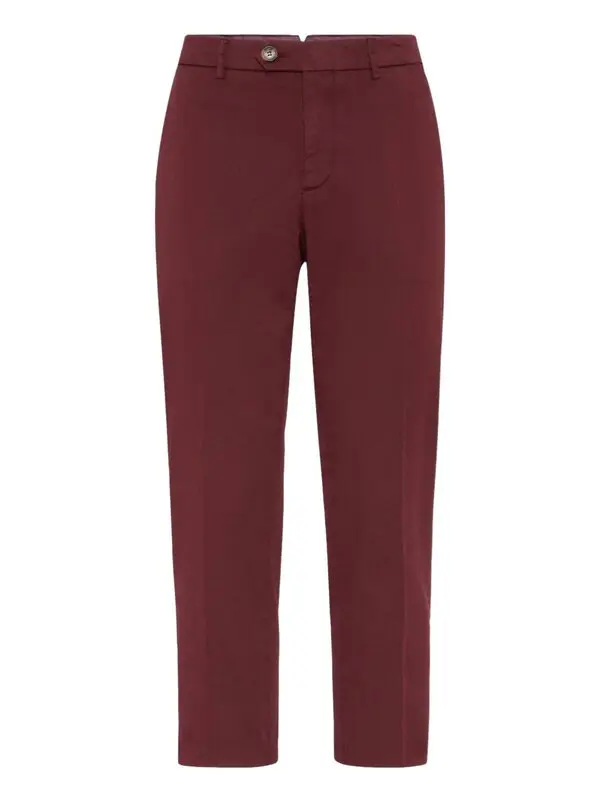 Brunello Cucinelli Garment-dyed Gabardine Tailored Trousers - Amaranth