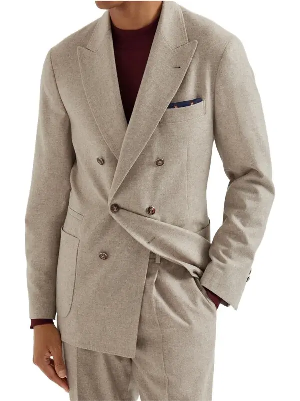 Brunello Cucinelli Double-breasted Patch-pocket Blazer - Beige