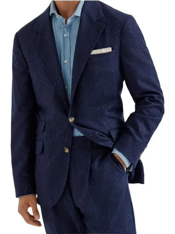Brunello Cucinelli Speckled Single-breasted Blazer - Sapphire