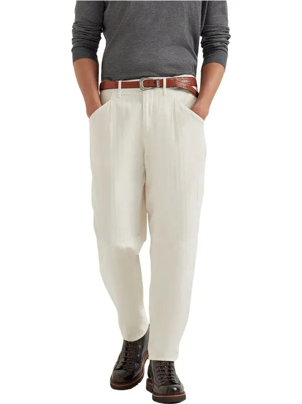 Brunello Cucinelli Chevron Trousers - White