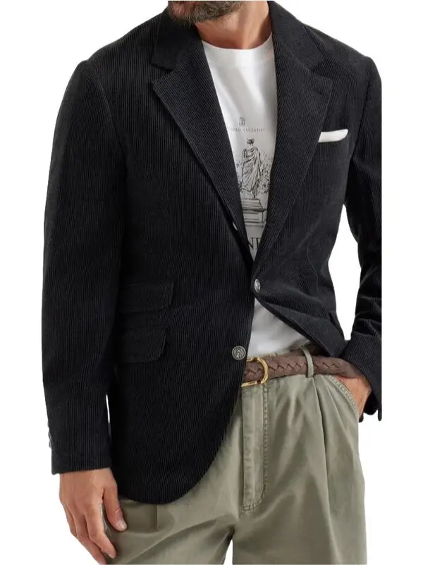 Brunello Cucinelli Three-button Corduroy Blazer - Black