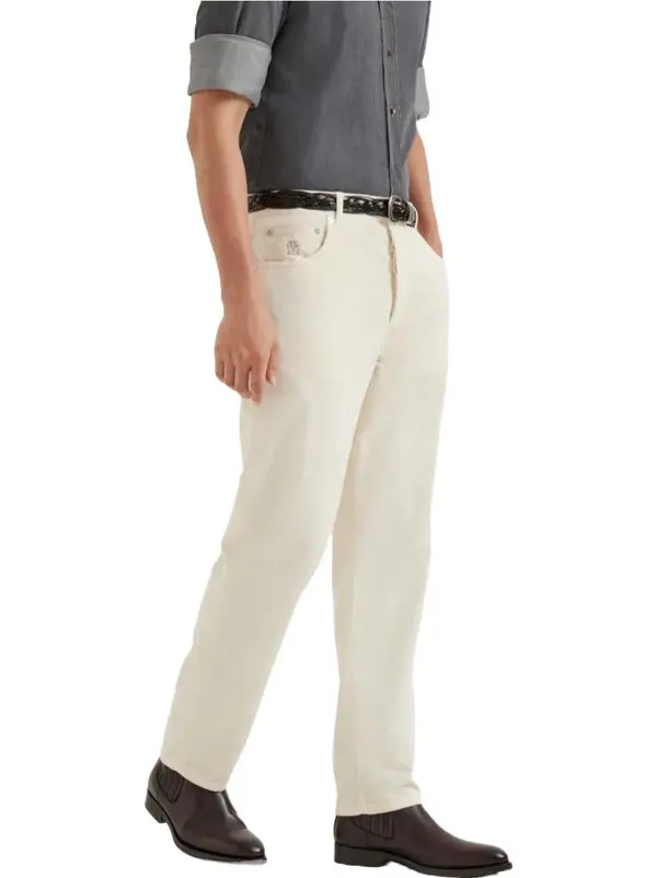 Brunello Cucinelli Garment-dyed Trousers - White