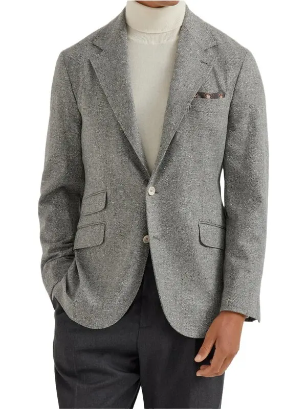 Brunello Cucinelli Flecked-effect Blazer - Light Gray