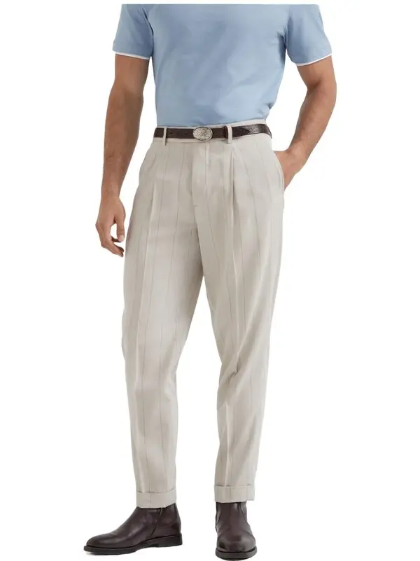 Brunello Cucinelli Pinstriped Tailored Trousers - Ivory