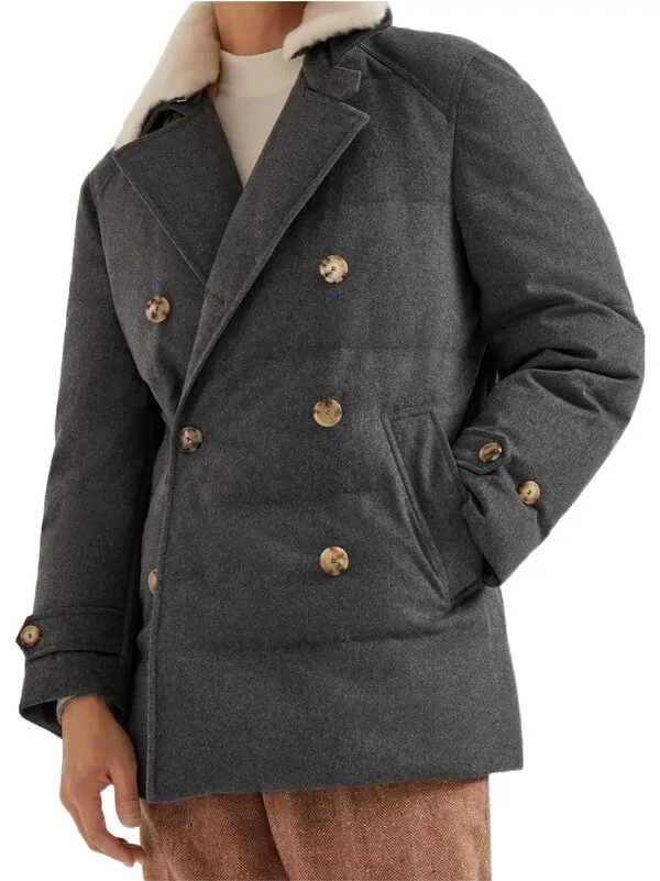 Brunello Cucinelli Double-breasted Wool Coat - Anthracite