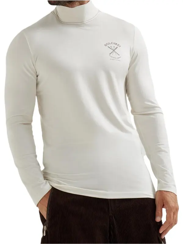 Brunello Cucinelli Turtleneck Logo T-shirt - Panama