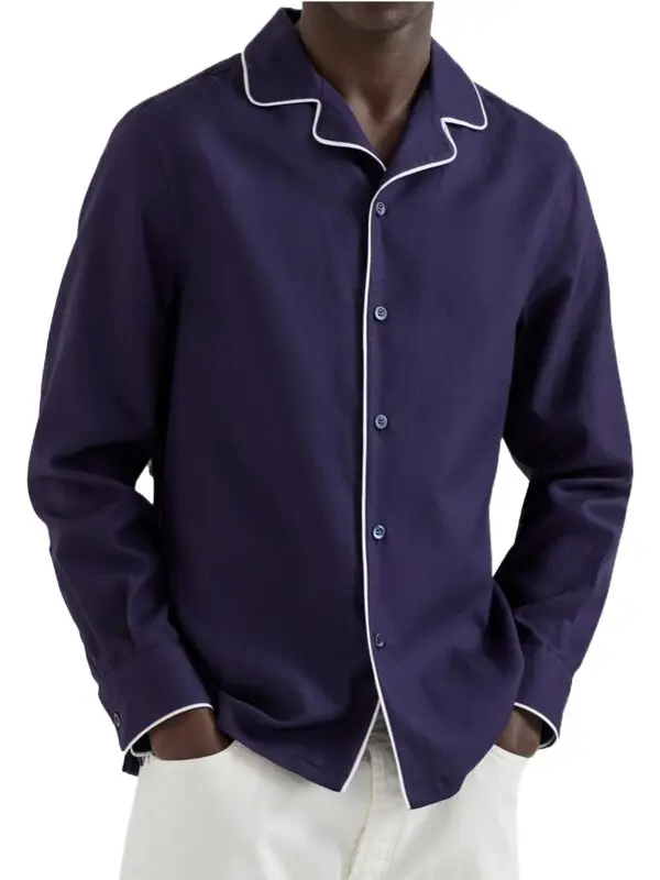 Brunello Cucinelli Contrast-trim Shirt - Blue