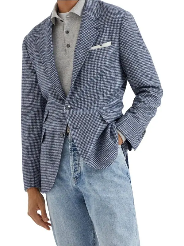 Brunello Cucinelli Dogtooth Blazer - Blue