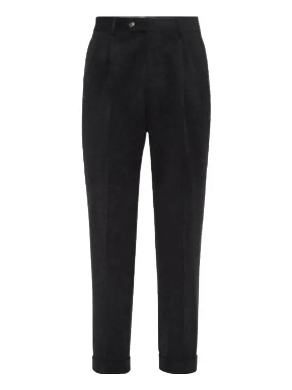 Brunello Cucinelli Pleated Tapered Trousers - Anthracite