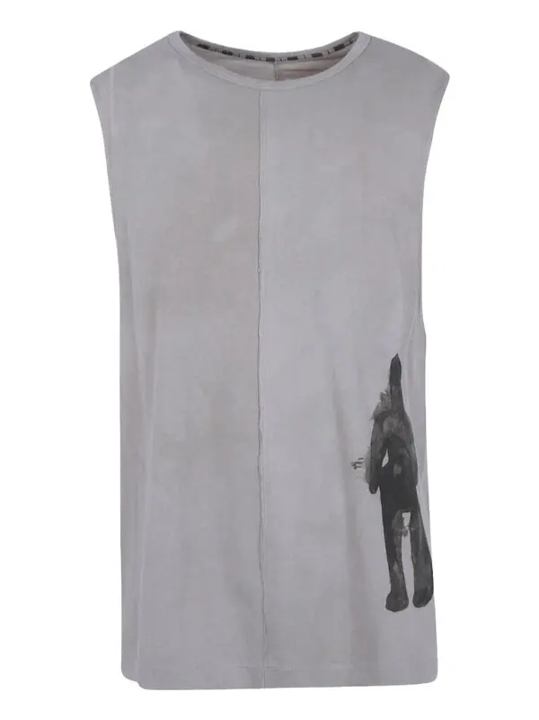 ZIGGY CHEN Graphic-print Sleeveless T-shirt - Grey