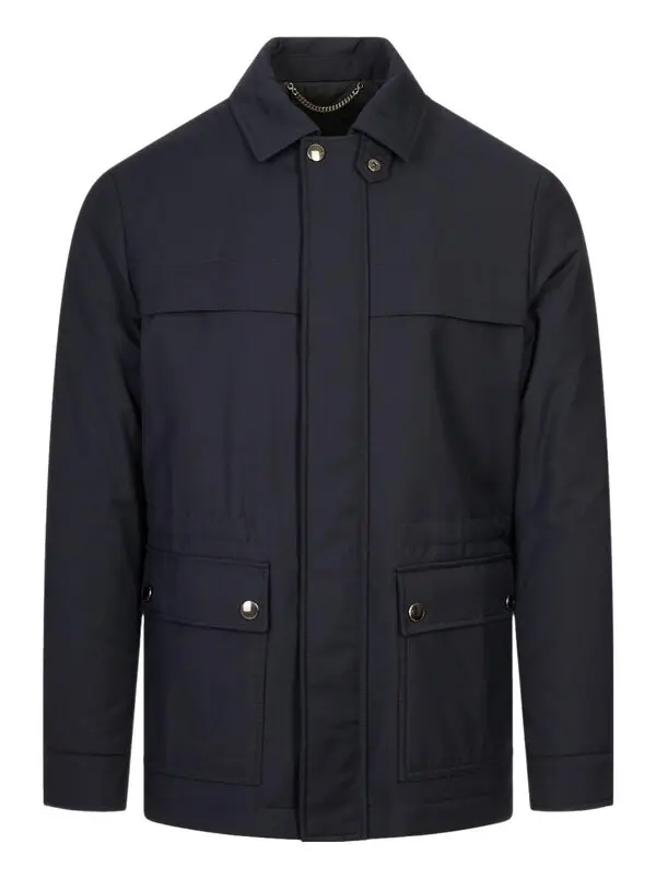 Canali Long-sleeved Casual Jacket With Lapel And Flap Pockets - Black