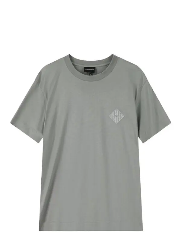 Emporio Armani Slim-fit Lyocell-blend Jersey T-shirt With Logo Patch - Gray