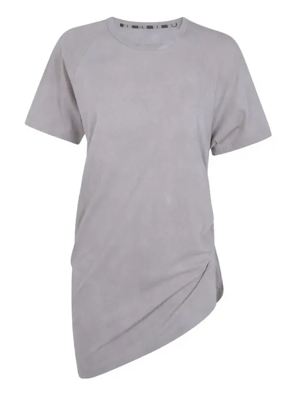 ZIGGY CHEN Crew-neck T-shirt With Asymmetric Hem - Grey
