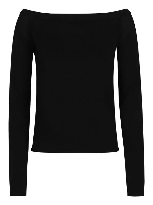 IRO PARIS Off-the-shoulder Ribbed Trim Sweater - Black