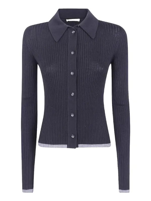 NUUR Long-sleeve Cardigan With Button Closure - Black Grey