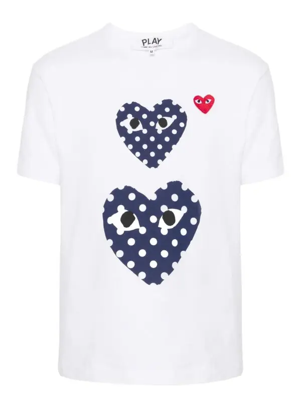Comme Des Garçons Heart Motif Cotton T-shirt - White