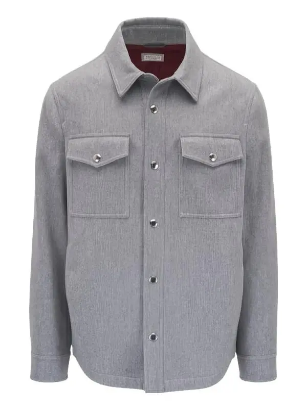 Brunello Cucinelli Long-sleeved Casual Jacket With Snap Closure - Grey