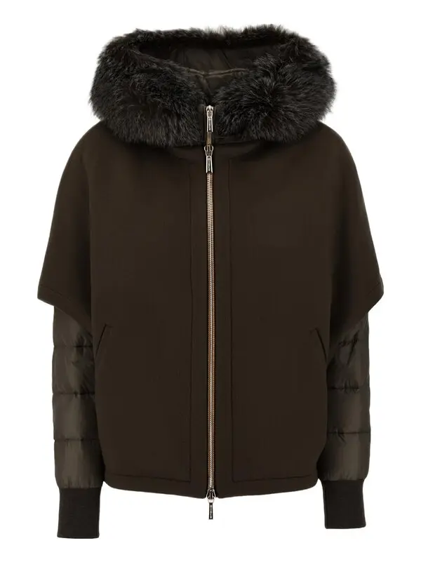 MOORER Long-sleeve Hooded Down Jacket With Fur Trim - No