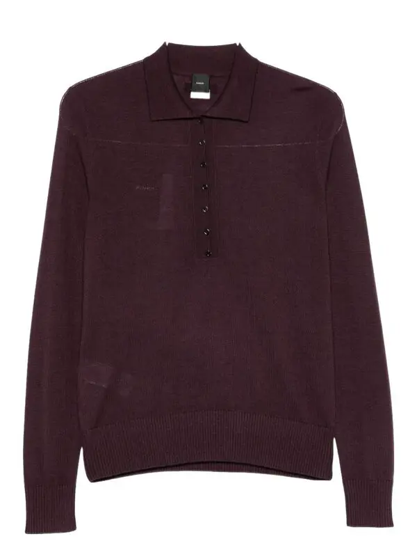 Pinko Vadus Fine-knit Polo Top - Black