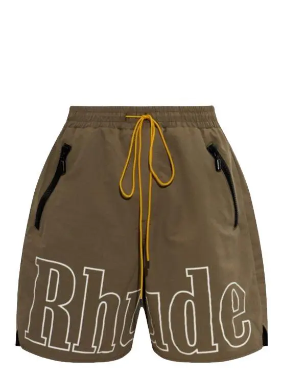 Rhude Logo Print Drawstring Shorts - Brown