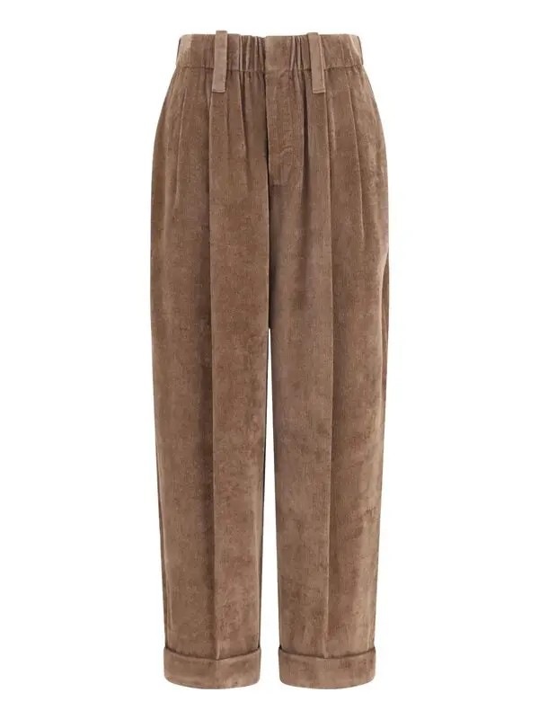 Brunello Cucinelli Pleated Corduroy Trousers - Brown