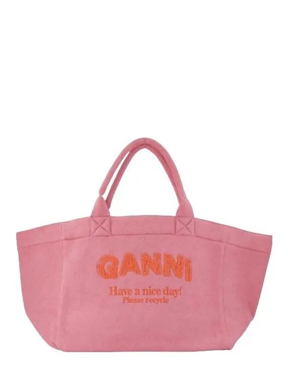 GANNI Terry Cloth Tote Bag - Pink