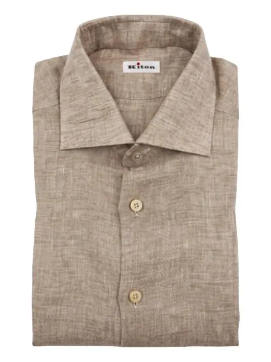 Kiton Mélange-effect Button-up Shirt - Beige