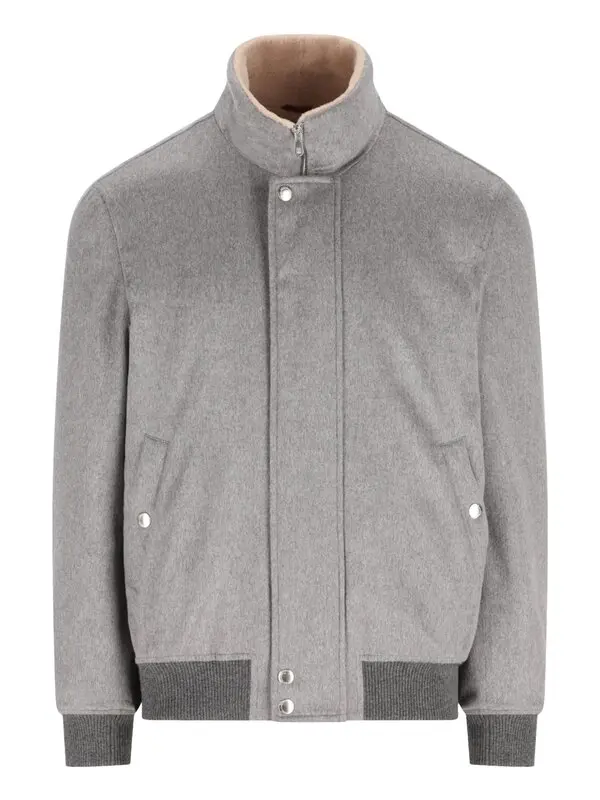 Brunello Cucinelli Zip Up Funnel Neck Jacket - Grey