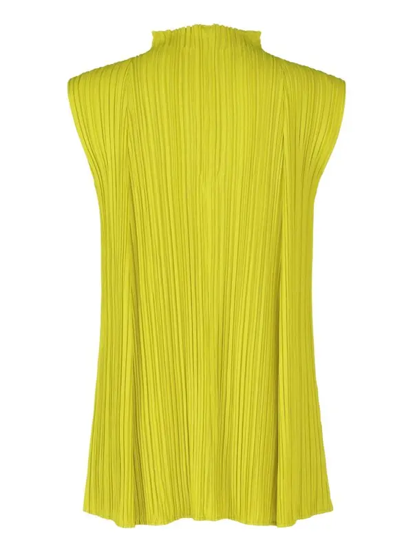 Issey Miyake Sleeveless High Neck Pleated Top - Mustard