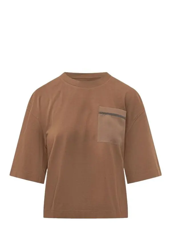 Brunello Cucinelli Embellished Pocket T-shirt - Brown